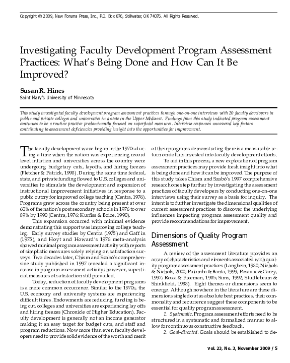 (PDF) Investigating Faculty Development Program Assessment Practices ...