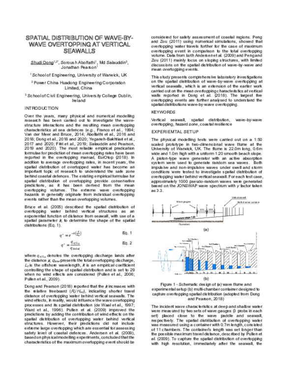 (PDF) Spatial Distribution of Wave-By-Wave Overtopping at Vertical Seawalls