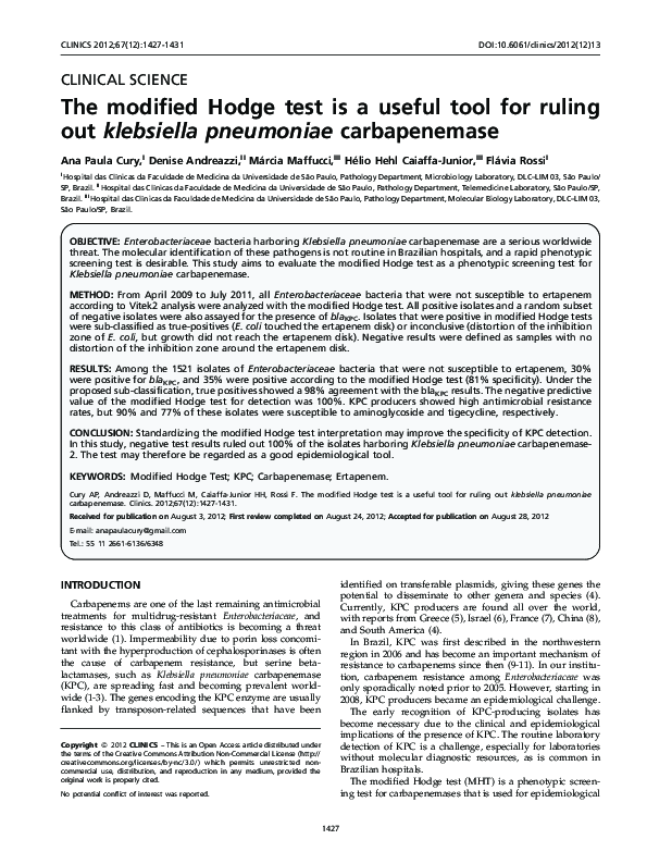 (PDF) The modified Hodge test is a useful tool for ruling out ...