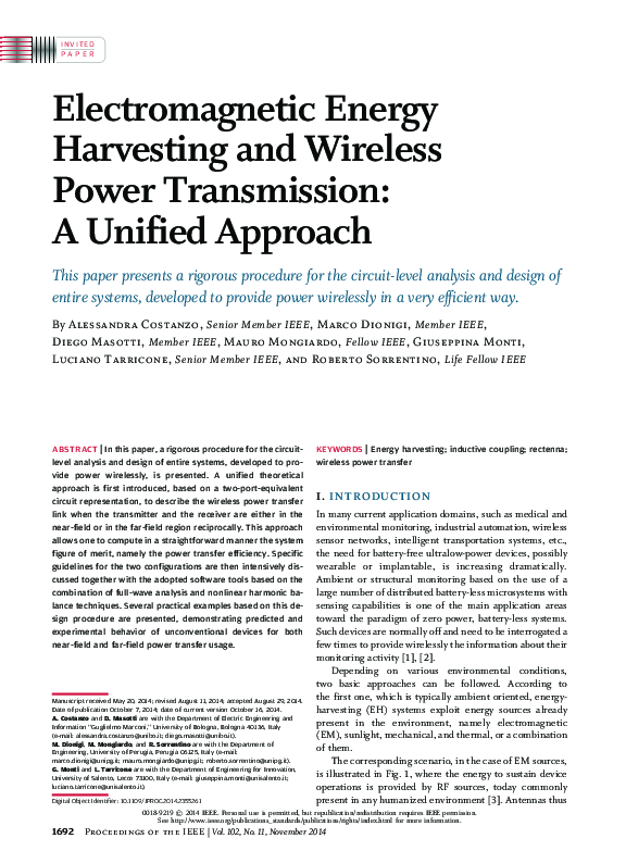 (PDF) Electromagnetic Energy Harvesting and Wireless Power Transmission ...