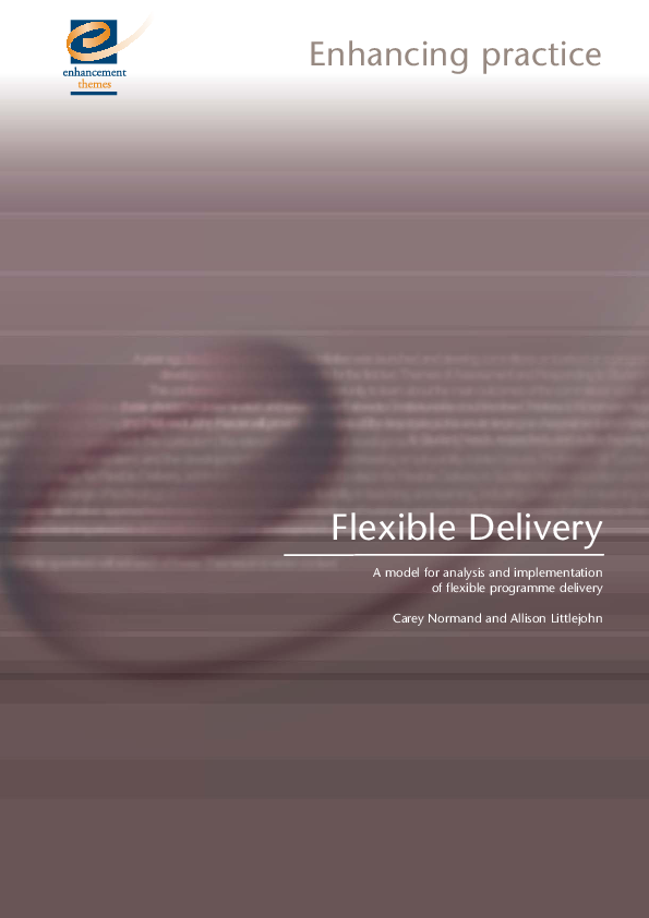 (PDF) Flexible delivery: a model for analysis and implementation of flexible programme delivery
