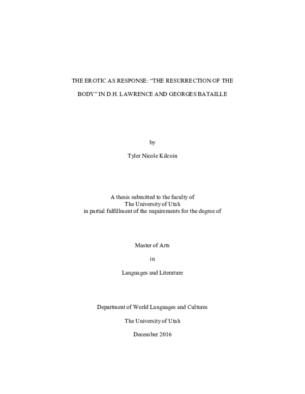 (PDF) The erotic as response: "the resurrection of the body" in d.h ...