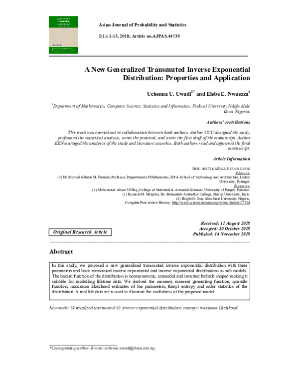 Pdf A New Generalized Transmuted Inverse Exponential Distribution Properties And Application