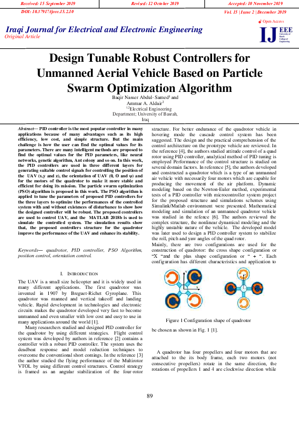 (PDF) Design Tunable Robust Controllers for Unmanned Aerial Vehicle Based on Particle Swarm ...