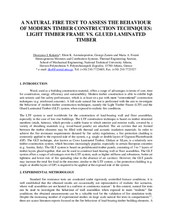 (PDF) A natural fire test to assess the behavior of modern timber ...