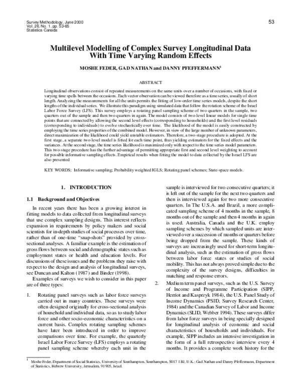 (PDF) Multilevel modelling of complex survey longitudinal data with ...