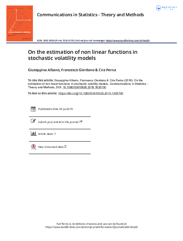 (PDF) On the estimation of non linear functions in stochastic volatility models