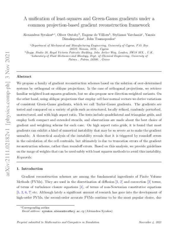 Pdf A Unification Of Least Squares And Green Gauss Gradients Under A