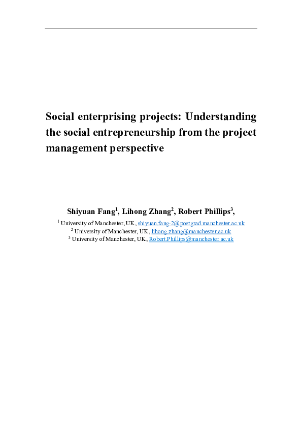(PDF) Social enterprising projects: Understanding the social ...