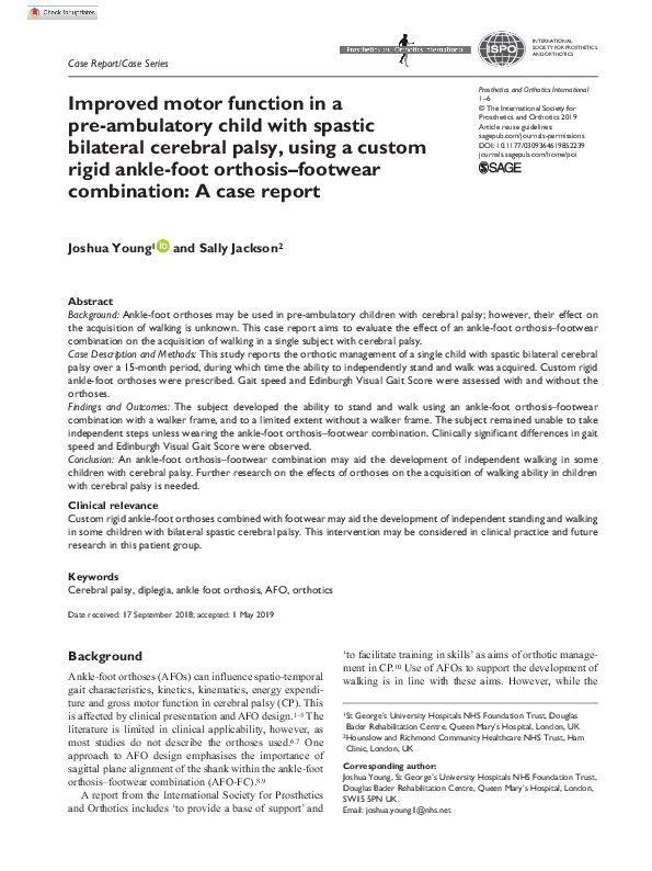 (PDF) Improved motor function in a pre-ambulatory child with spastic ...