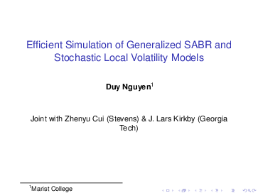 (PDF) Efficient simulation of generalized SABR and stochastic local volatility models based on ...
