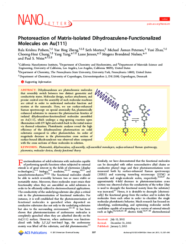 (PDF) Photoreaction of Matrix-Isolated Dihydroazulene-Functionalized ...