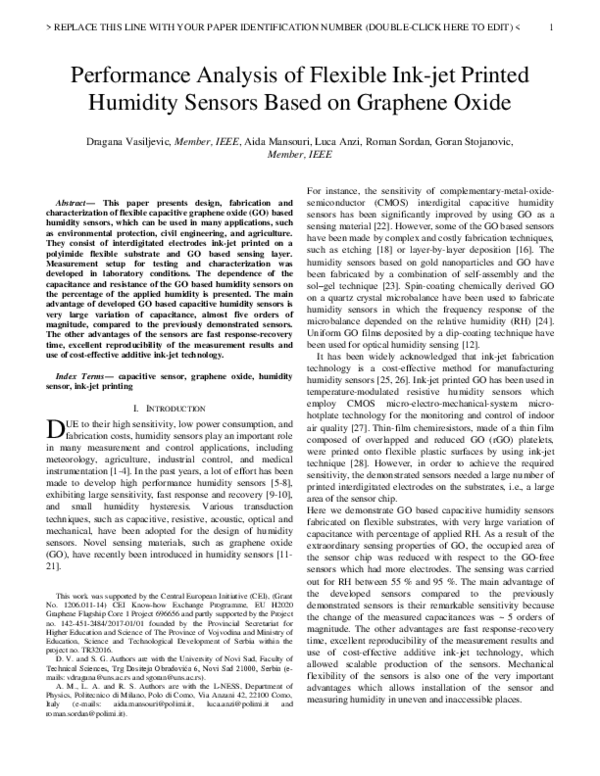 (PDF) Performance Analysis of Flexible Ink-Jet Printed Humidity Sensors Based on Graphene Oxide