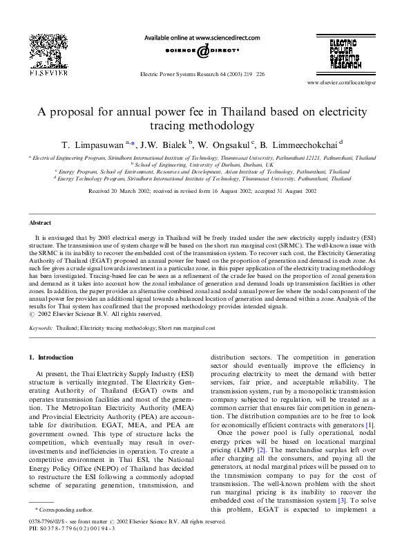 (PDF) A proposal for annual power fee in Thailand based on electricity ...