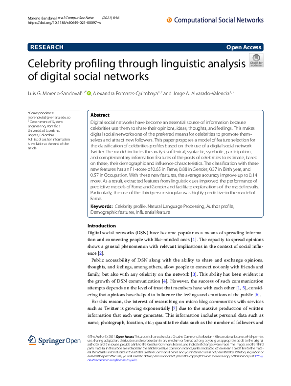 (PDF) Celebrity profiling through linguistic analysis of digital social ...