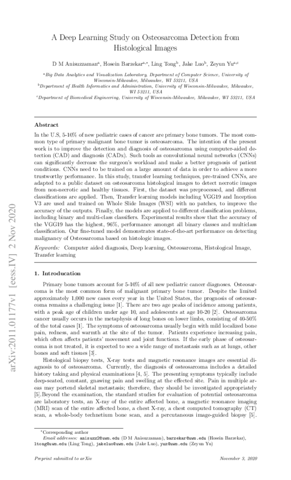 (PDF) A deep learning study on osteosarcoma detection from histological images
