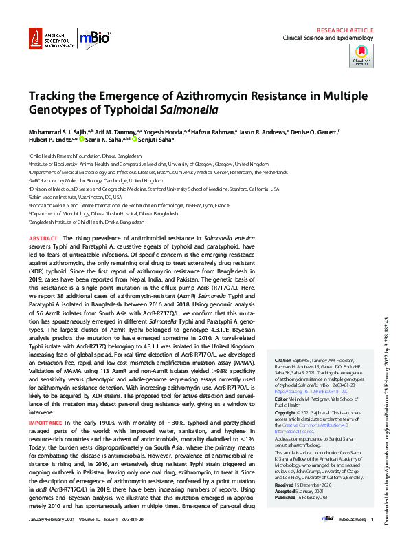 (PDF) Tracking the Emergence of Azithromycin Resistance in Multiple ...