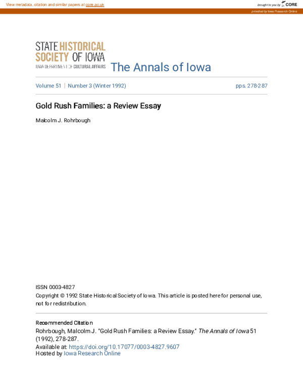 (PDF) Gold Rush Families: a Review Essay