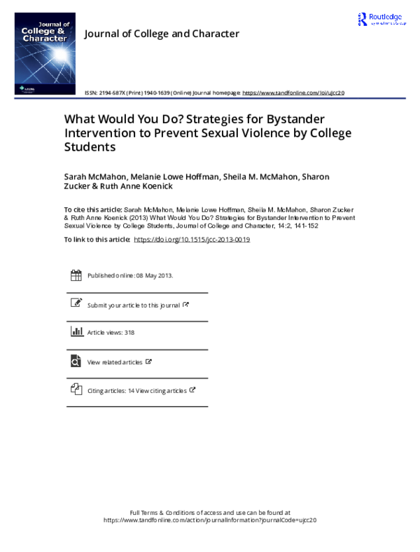 (PDF) What Would You Do? Strategies for Bystander Intervention to Prevent Sexual Violence by ...