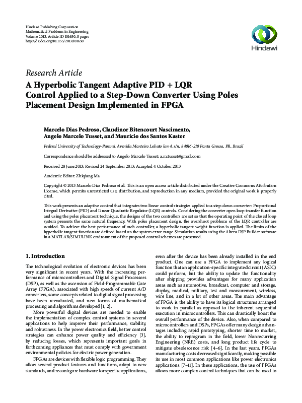 (PDF) A Hyperbolic Tangent Adaptive PID + LQR Control Applied to a Step-Down Converter Using ...