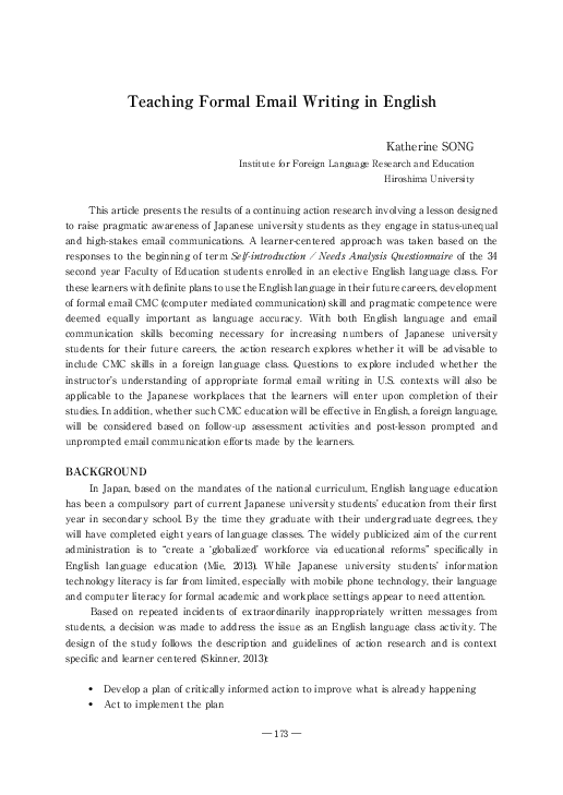 (PDF) Teaching Formal Email Writing in English | Katherine Song ...
