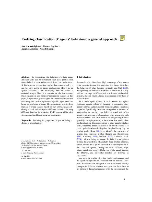 (PDF) Adaptive Classification of Evolving Agent Behaviors