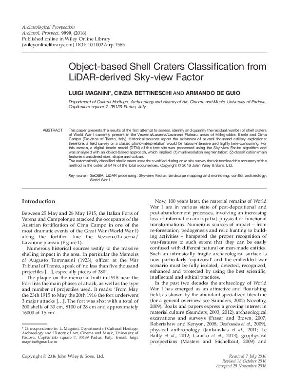 (PDF) Object-based Shell Craters Classification from LiDAR-derived Sky-view Factor