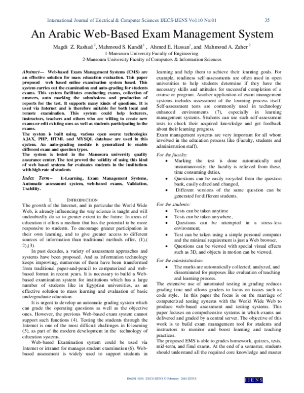 (PDF) An Arabic Web-Based Exam Management System