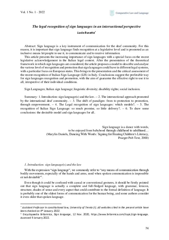 (PDF) The legal recognition of sign languages in an intersectional ...