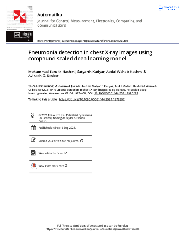 (PDF) Pneumonia detection in chest X-ray images using compound scaled deep learning model