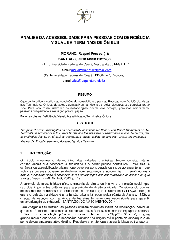 (PDF) Análise Da Acessibilidade Para Pessoas Com Deficiência Visual Em ...
