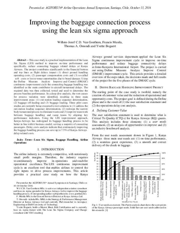 (PDF) Improving the baggage connection process using the lean six sigma approach