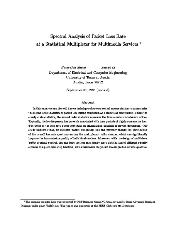 (PDF) Spectral analysis of packet loss rate at a statistical multiplexer for multimedia services
