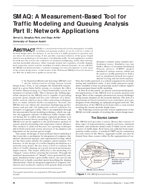 (PDF) SMAQ: a measurement-based tool for traffic modeling and queuing analysis. II. Network ...