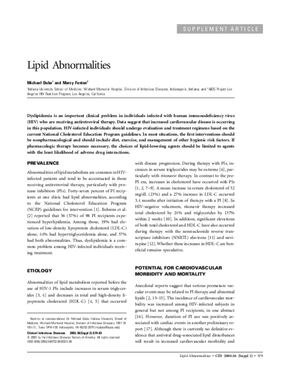 (PDF) Lipid Abnormalities