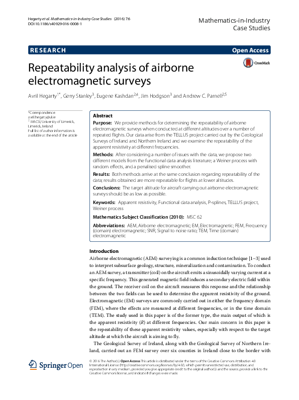 (PDF) Repeatability analysis of airborne electromagnetic surveys | Gerry Stanley - Academia.edu