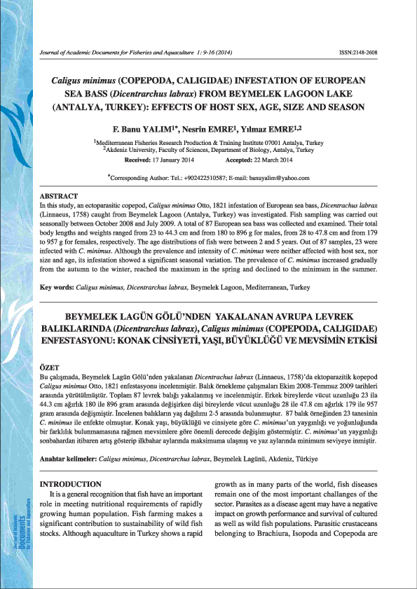 (PDF) Caligus minimus (COPEPODA, CALIGIDAE) INFESTATION OF EUROPEAN SEA ...