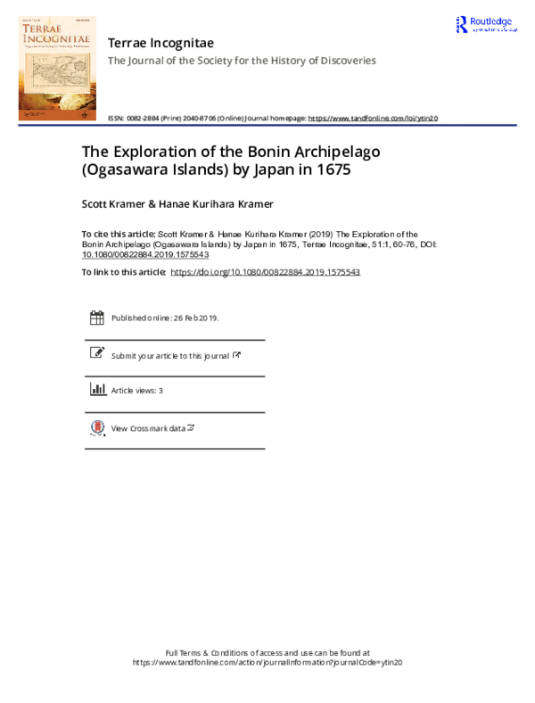 (PDF) The Exploration of the Bonin Archipelago (Ogasawara Islands) by ...