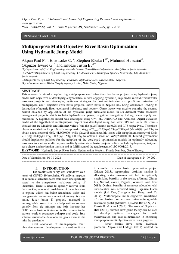 (PDF) Multipurpose Multi Objective River Basin Optimization Using ...