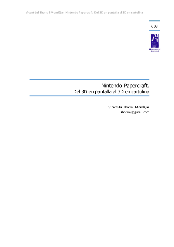 (PDF) Nintendo Papercraft. Del 3D en pantalla al 3D en cartolina