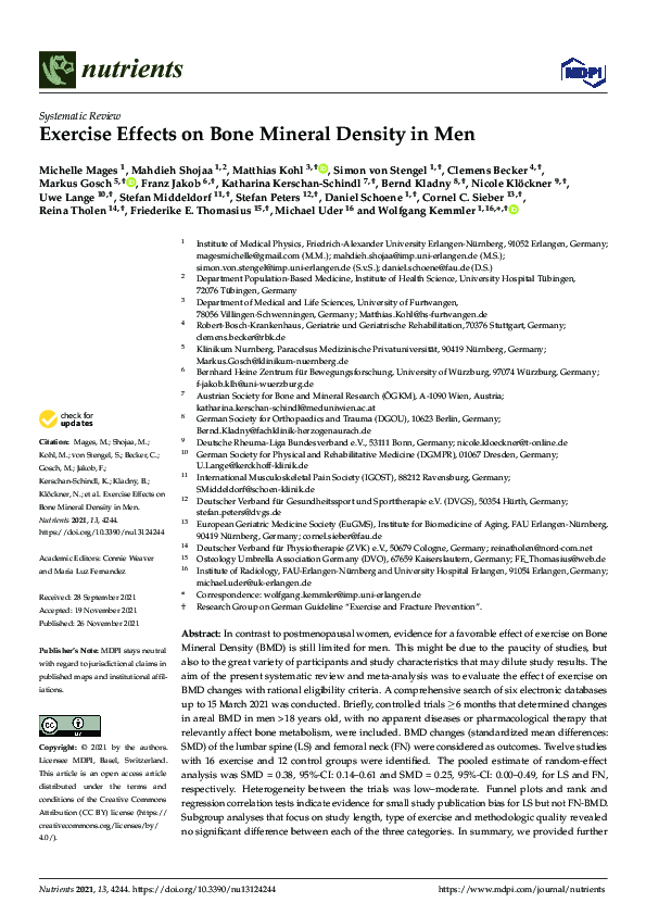 (PDF) Exercise Effects on Bone Mineral Density in Men