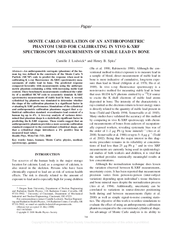 (PDF) Monte Carlo Simulation of an Anthropometric Phantom Used for Calibrating in Vivo K-XRF ...