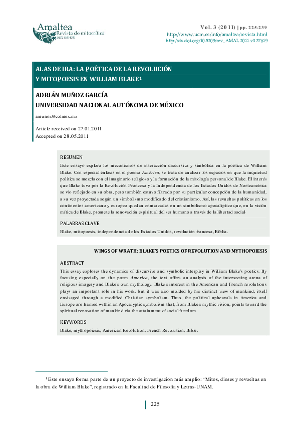 (PDF) Alas de ira: la poética de la revolución y mitopoiesis en William ...