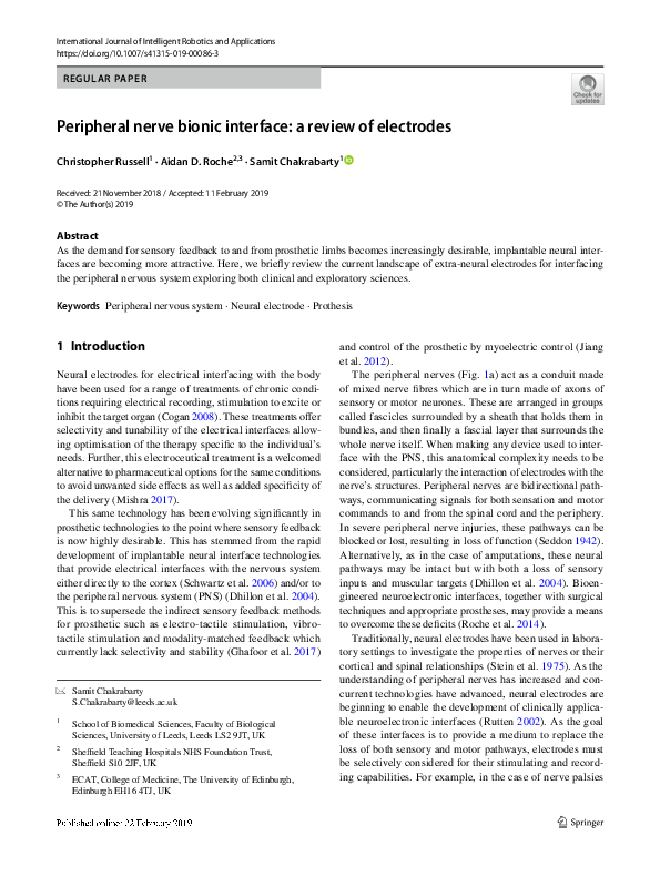 (PDF) Peripheral nerve bionic interface: a review of electrodes