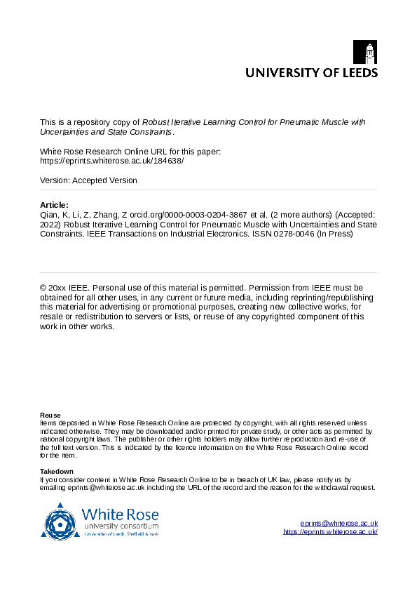 (PDF) Robust Iterative Learning Control for Pneumatic Muscle with ...