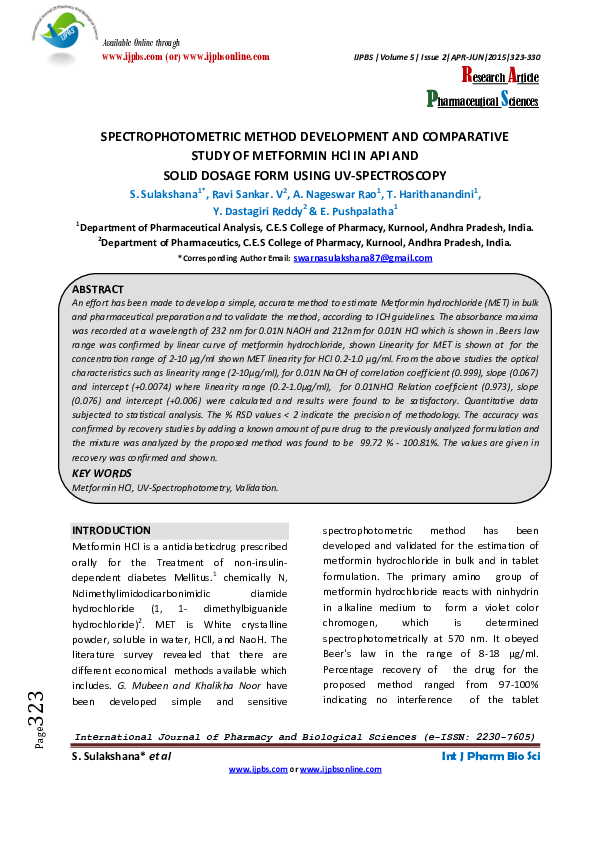 (PDF) SPECTROPHOTOMETRIC METHOD DEVELOPMENT AND COMPARATIVE STUDY OF ...