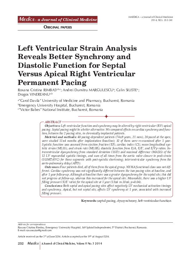 Left ventricular strain analysis reveals better synchrony and diastolic ...