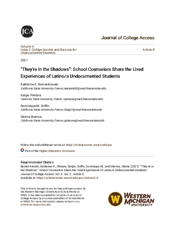 (PDF) “They’re in the Shadows”: School Counselors Share the Lived ...