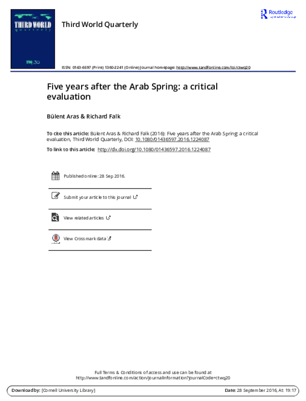 (PDF) Five years after the Arab Spring: a critical evaluation
