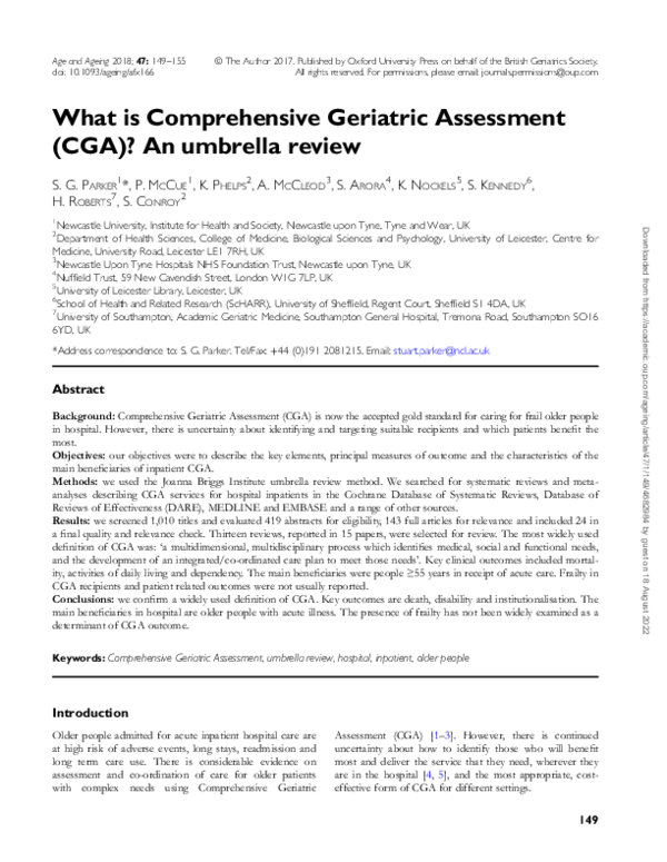 (PDF) What is Comprehensive Geriatric Assessment (CGA)? An umbrella review